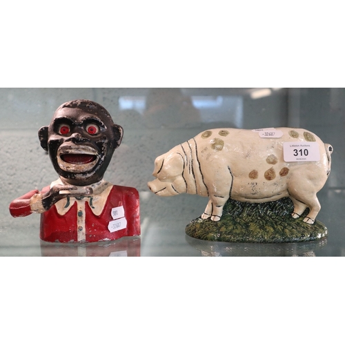 Jolly Golly money box together with cast iron pig door stopDisclaimer ...