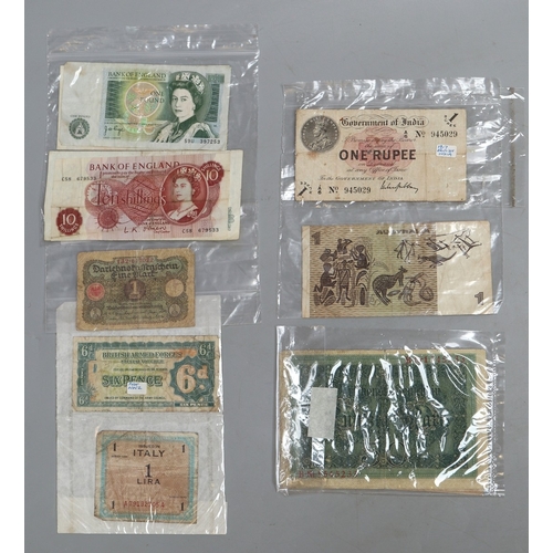 German WW1 paper money, from 1914, 1917, Colonial Indian Rupee note ...