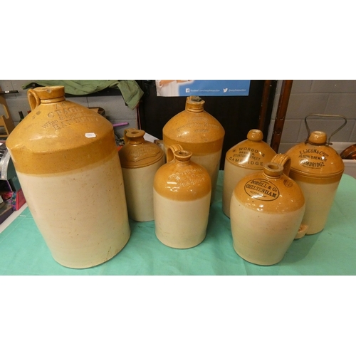 Collection of stoneware flagons