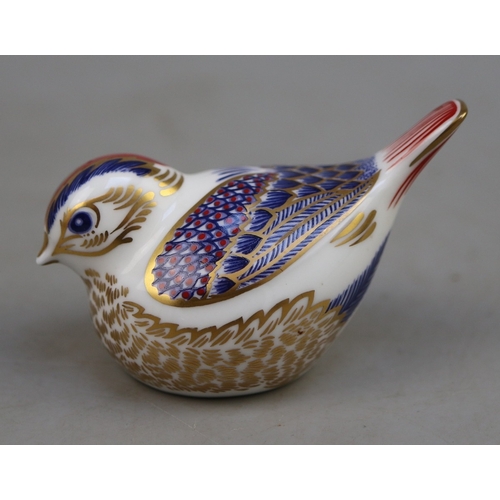Crown Derby bird with silver stopper together with a kingfisher