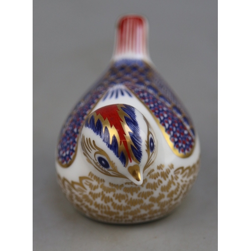 Crown Derby bird with silver stopper together with a kingfisher