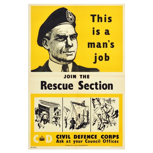 Propaganda Poster Civil Defence Corps Rescue Section Recruitment ...