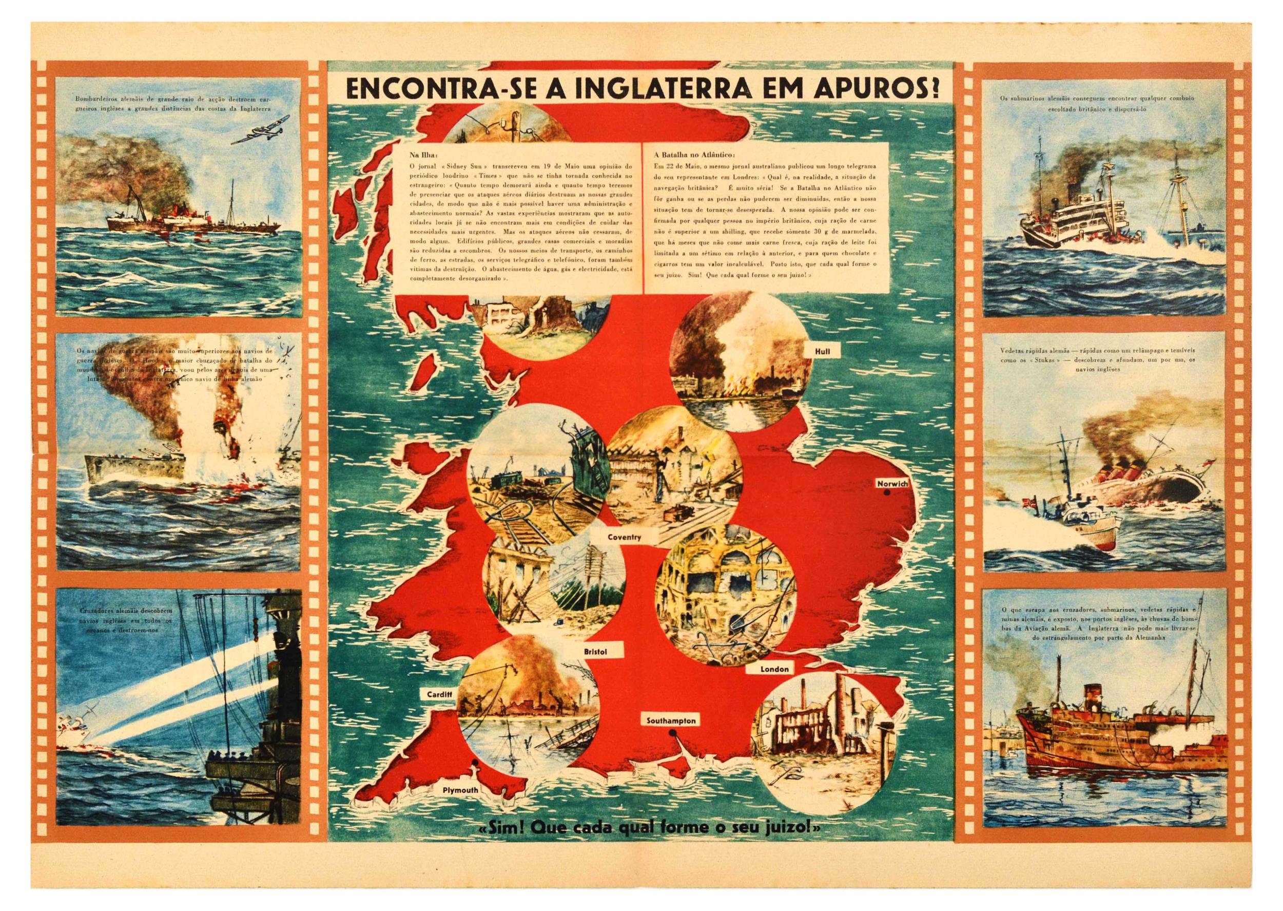 War Poster Ku Blitz WWII Battle in the Atlantic England. Original ...