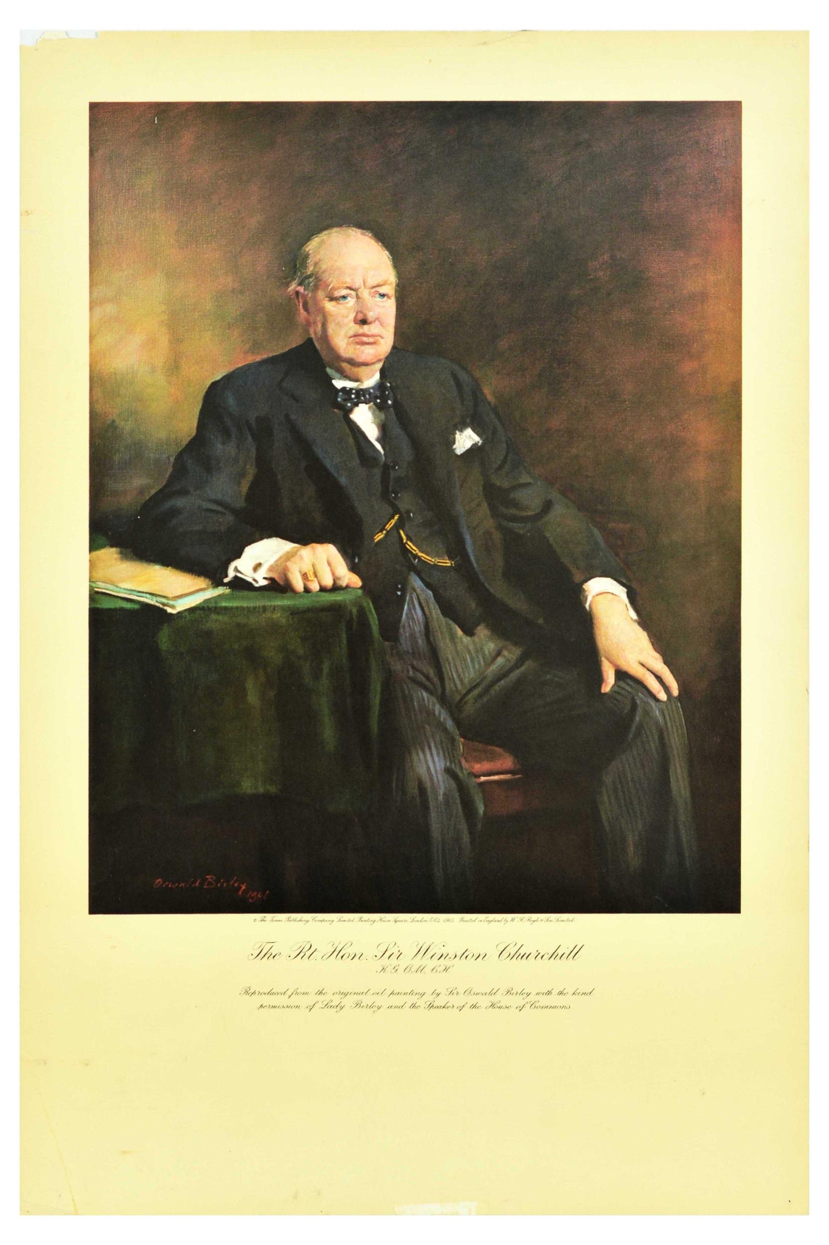Propaganda Poster Winston Churchill Portrait Oswald Birley Parliament ...