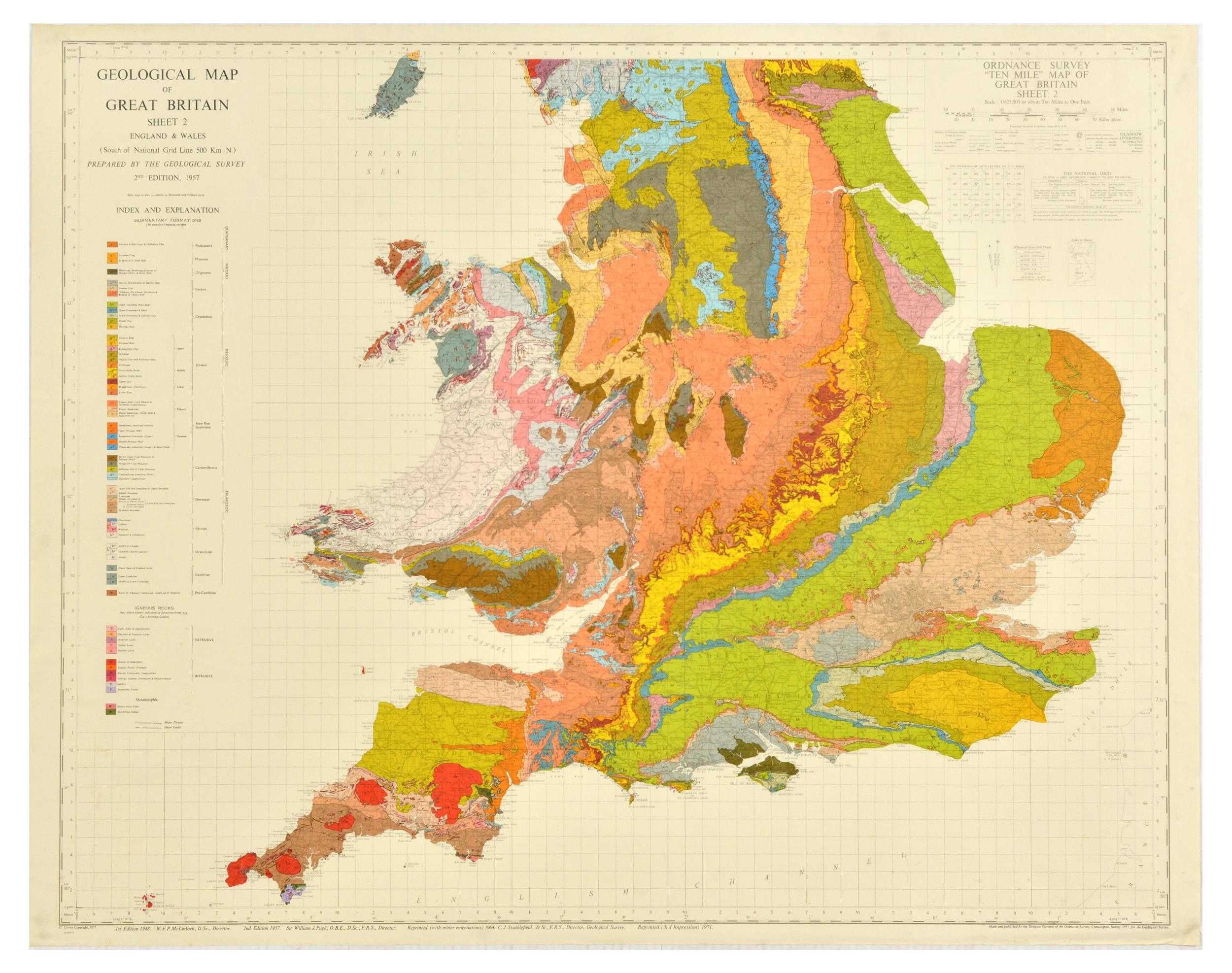 Travel Poster Geological Map Great Britain. Original vintage travel ...