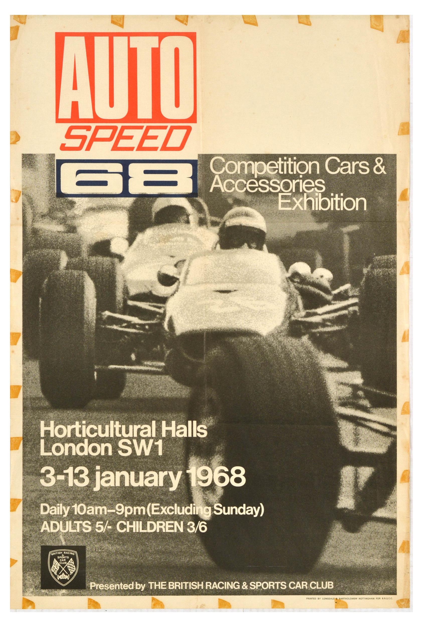 Sport Poster Auto Speed 68 Racing Cars Exhibition. Original vintage ...
