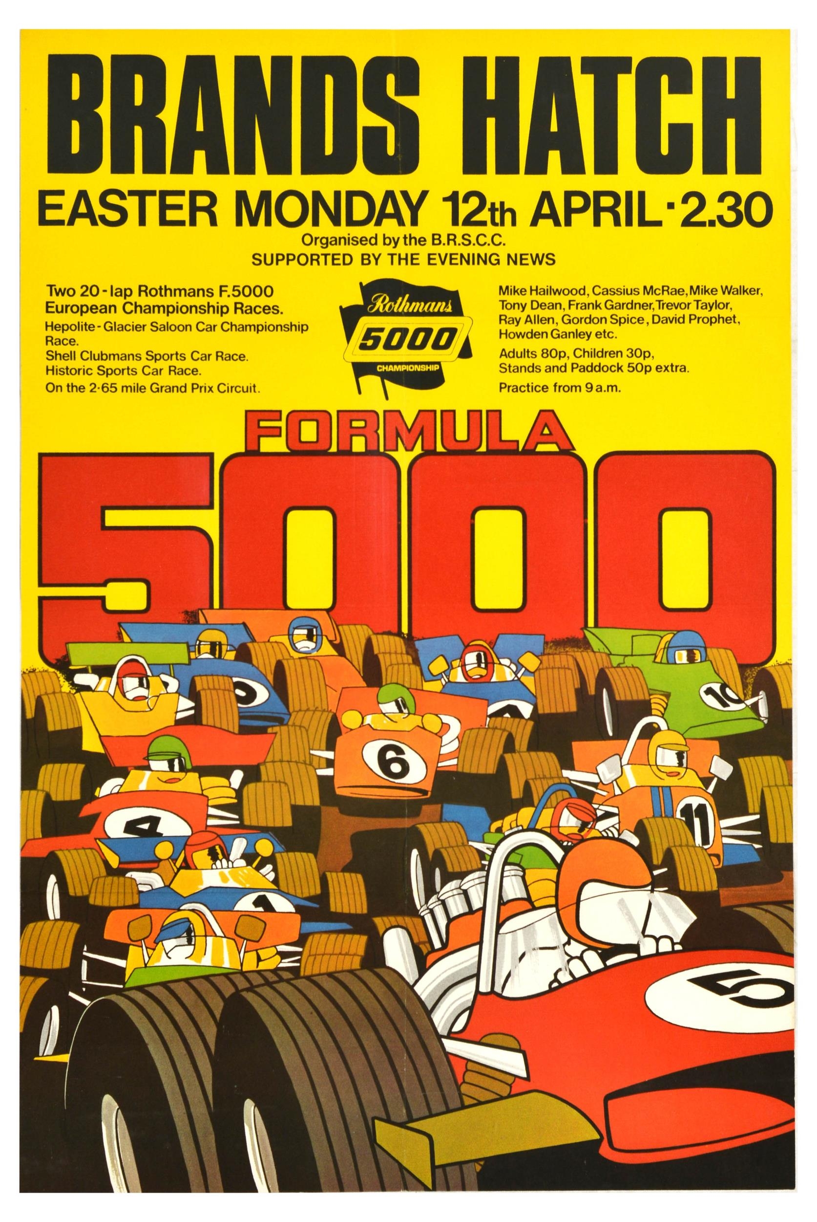 Sport Poster Brands Hatch Easter Monday Formula 5000. Original vintage ...