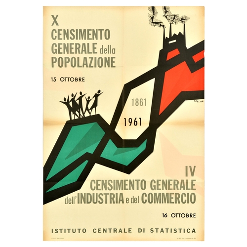 Propaganda Poster Italy Population Census Midcentury Modern. Original ...