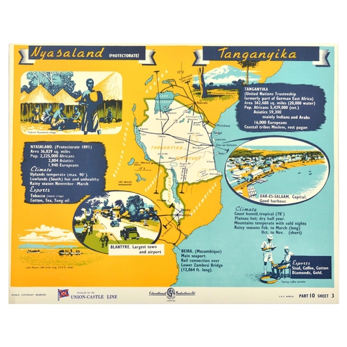 Travel Poster Nyasaland Tanganyika Africa Union Castle Line Malawi ...