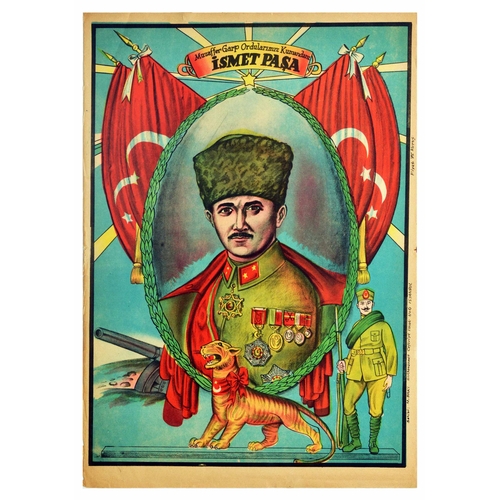 Propaganda Poster Ismet Pasa Inonu Turkey President. Original vintage ...