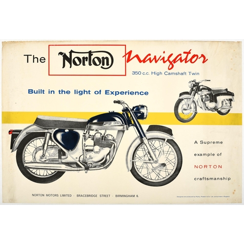 Advertising Poster Norton Navigator Motorcycle. Original vintage advertising poster for Norton - The