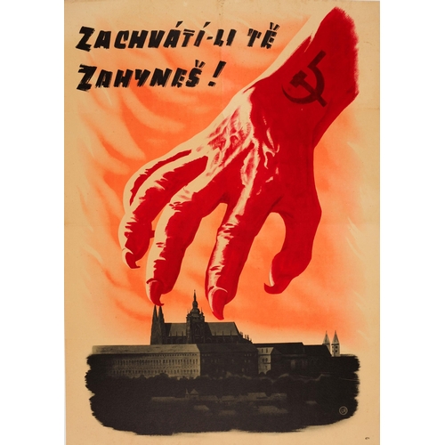 Propaganda Poster Czech League Nazi Bolshevist Red Arm WWII Anti ...