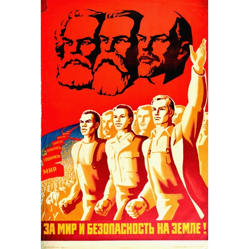 Propaganda Poster Peace Safety On Earth USSR Marx Engels Lenin ...