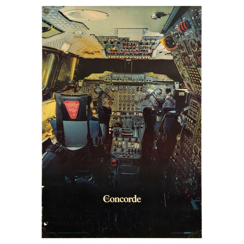 Travel Poster Concorde Flight Deck British Airways. Original vintage ...