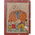 KRISHNA STEALING BUTTER "THE PAHARI MINIATURE DEPICTION OF NANDA AND ...