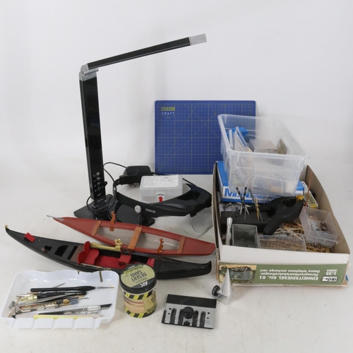 Good collection of model making equipment including two trays of paints ...