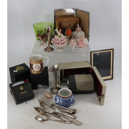 A quantity of assorted sundries including frames, a silver bud vase ...
