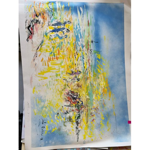 John Rosser 2017 signed abstract gouache together with a selection of ...