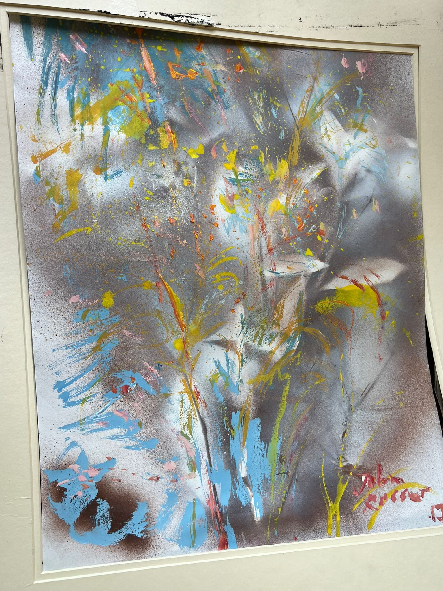 John Rosser 2017 signed abstract gouache together with a selection of ...