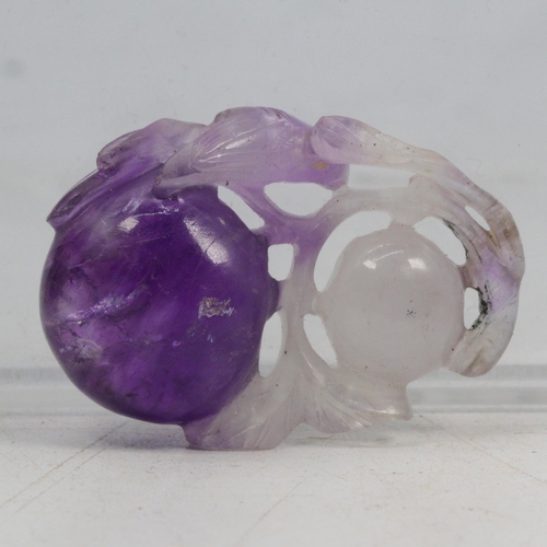 Carved amethyst fruit netsuke