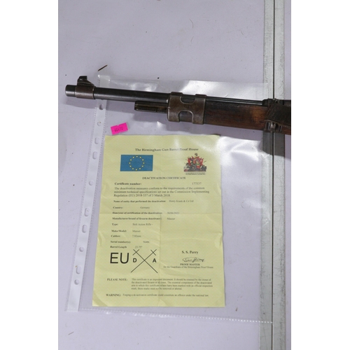 Deactivated Mauser Bolt action rifle 7.92mm, authentic condition with ...