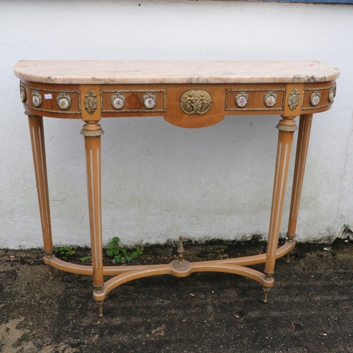 French Empire style reproduction console table with marble top measures ...