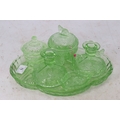 Art Deco Green glass dressing table set
