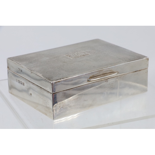 Silver hallmarked and cedar wood lined small cigarette box, monogrammed ...