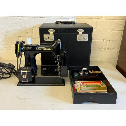 Black rexine cased singer sewing machine, KAT.KAK6-11 with foot pedal