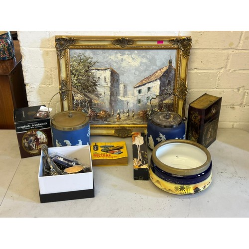 Quantity of items to include Wedgwood biscuit barrel with an Adams ...