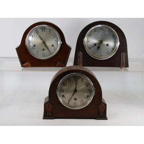 Three oak cased mantle clocks