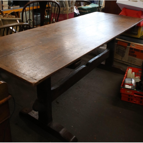 Large oak refectory style dining table together with six victorian ...