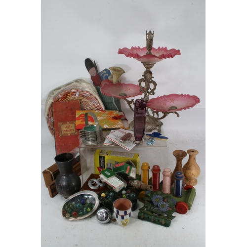 Assorted sundries to include art deco ashtrays, victorian eperne, 60's ...