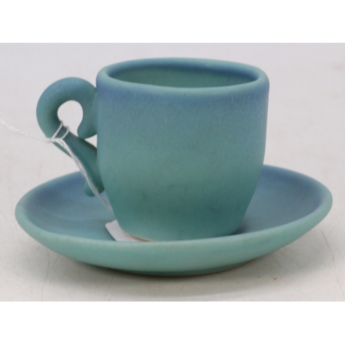 A Studio pottery cup and saucer Van Briggle original together with ...