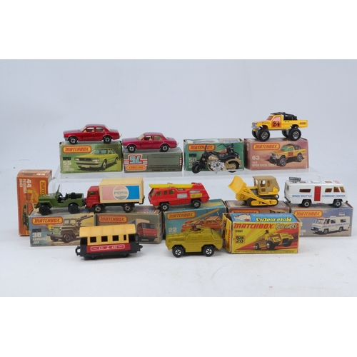 A selection of matchbox 75 and others 55 Ford Cortina, 62 Chevrolet ...