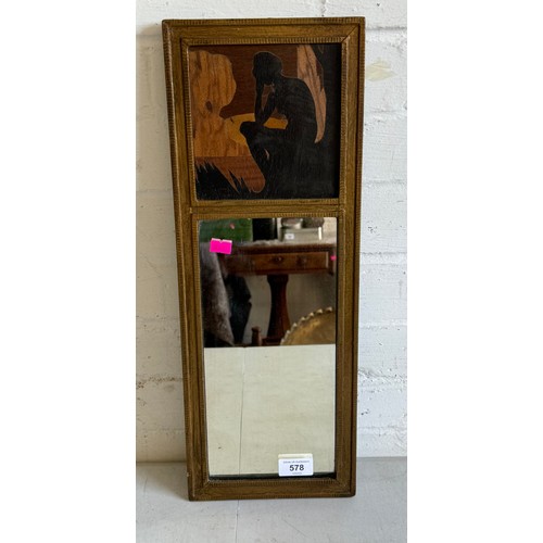 A J Rowley marquetry and gilt mirror