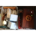 A quantity of assorted cruise gift items, mahogany antique box, and general sundries