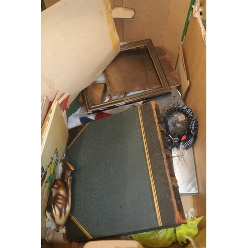 Carton of assorted collectables to include writing box, art nouveau ...