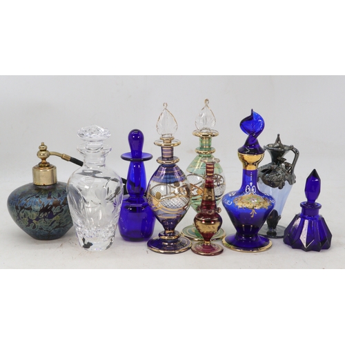 Selection of decorative glass scent bottles to include a Royal Brierley ...
