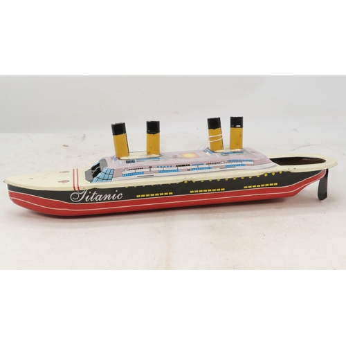 A vintage Welby Tin-plate model Titanic with original box