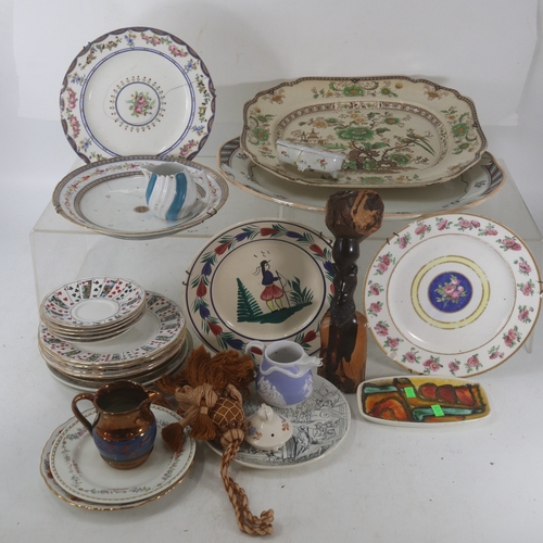 Quantity of assorted ceramics to include decanters, playing card tea ...