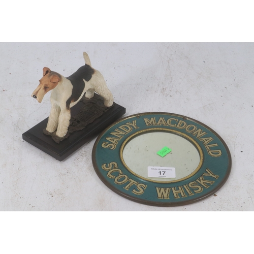 A Sandy MacDonald Scots Whisky tin plate circular mirror together with ...