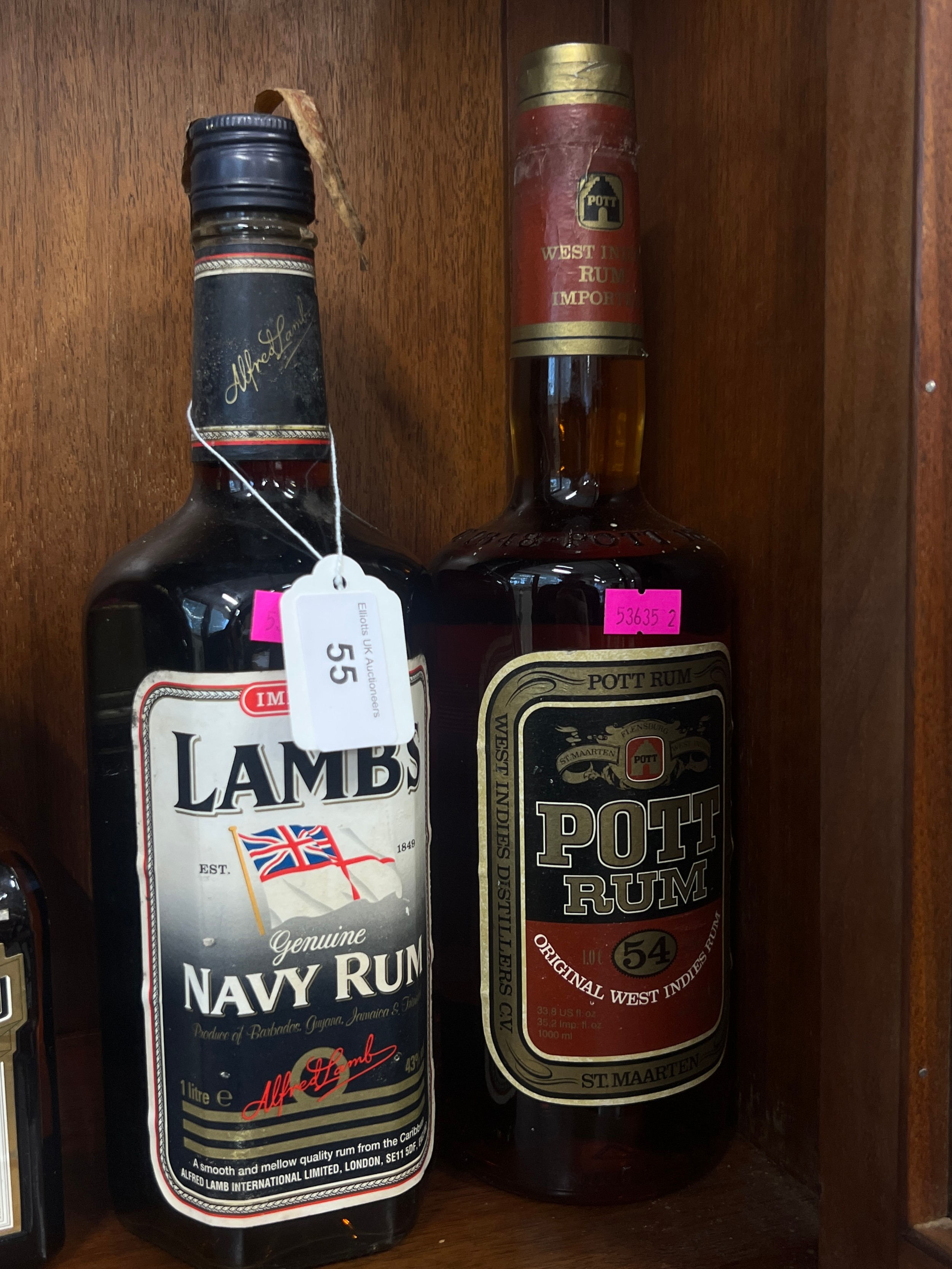 Bottle of Lambs Navy rum 1 litre together with Pott rum 1 litre.