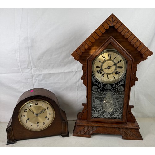 A Gingerbread style Arizona clock, together with a Westminster Chime ...