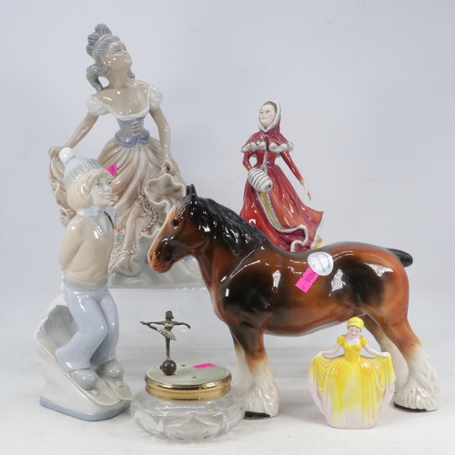 Token Pottery shire horse, vintage musical powder pot with dancing ...