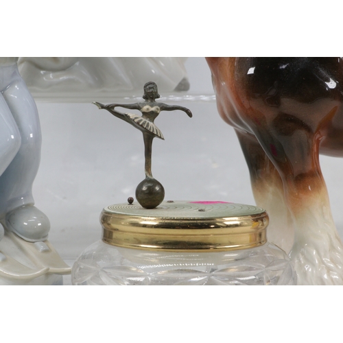 Token Pottery shire horse, vintage musical powder pot with dancing ...