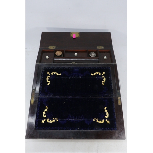Antique folding writing slope together with mother of pearl and guilt ...