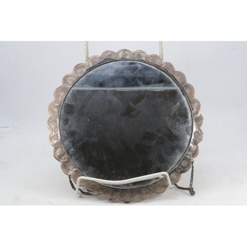 Decorative eastern mirror with decorative embossed shield type back ...