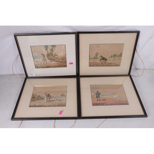 Four framed watercolours, by Henry Wade, dated 1972, humorous country ...