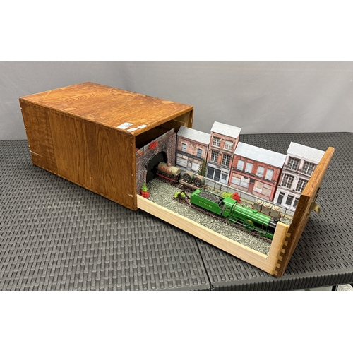 Model Railway 0 Gauge Diorama Contained Inside Oak Filing Drawer Approx ...